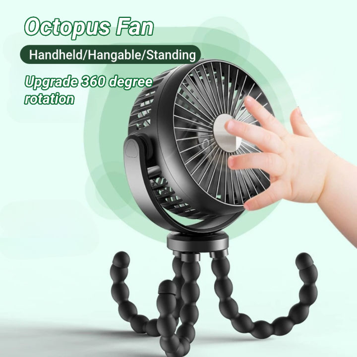 3 Speed Outdoor Fan Clamp Fan 360° Trolley Stroller Rotary Fan Portable ...