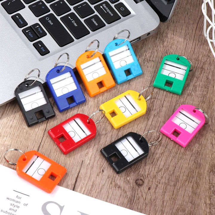10Pcs Colorful Keychain Key Tag Label ID Name TEL Number Marker Tag ...