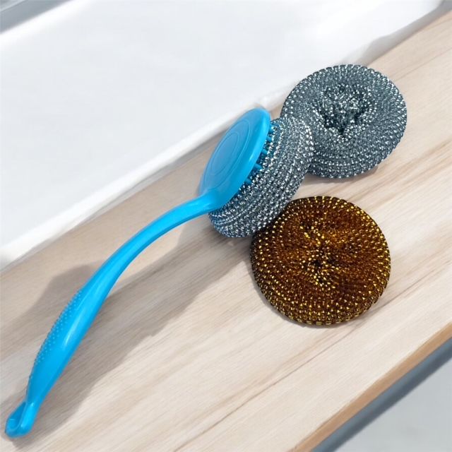 3pcs Scrubber with handle Stainless Steel | Daraz.lk