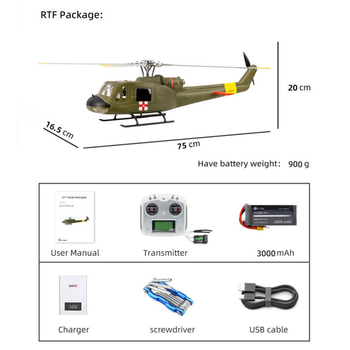 Intelligent Auto Chip M10N Huey UH1 Helicopter FLYWING Toy RC V4 ...