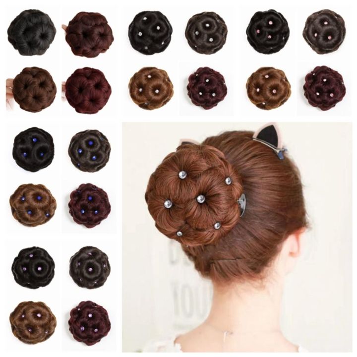 MANYOU Retro Flower Ring Bun Synthetic Hair Bun Bride Hairpiece Hair ...
