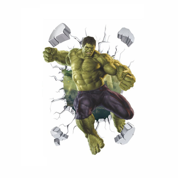 40*60cm 3d hole marvel movie hulk wall stickers for kids rooms home ...
