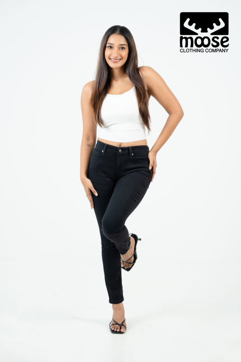 Moose Women's Slim Fit Denim – Black | Daraz.lk