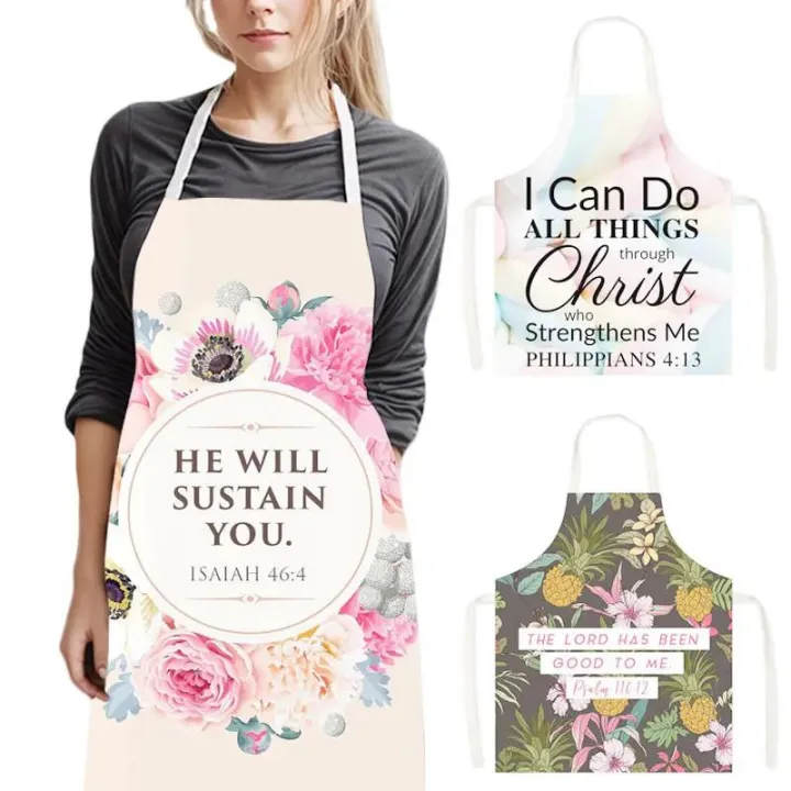 Christian Bible Verse He Will Sustain You Print Apron Flower Women Men ...