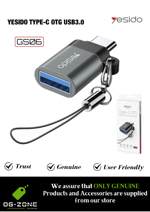 YESIDO GS06 Portable Type-C to USB OTG Connector Adapter with Keychain - Black| OGzone | OT32H ...