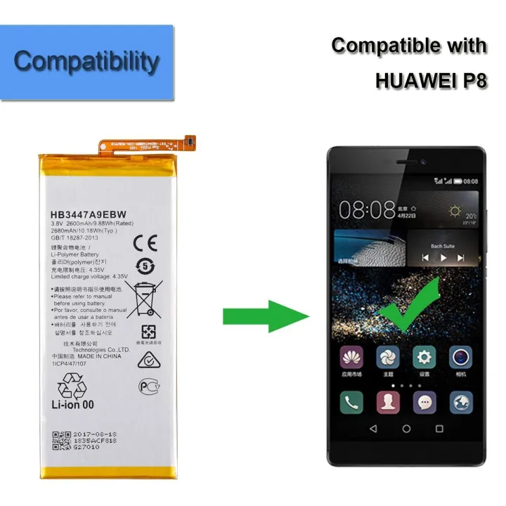 Huawei P8 Battery GRA-L09 | Battery Model: HB3447A9EBW High Quality ...