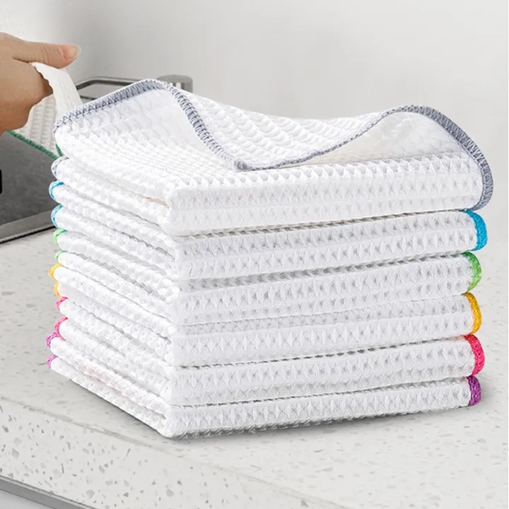 3PCS Towel Non-stick Oil Waffle Soft Kitchen Cleaning Cloth Bamboo ...