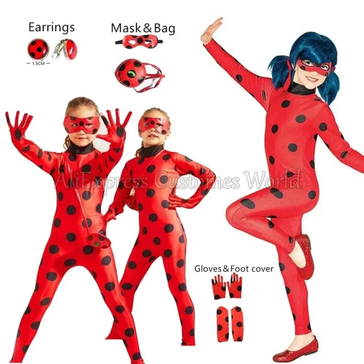 Anime Lady-Bug Cosplay Costume Children Ladybird Cosplay Girl Spots ...