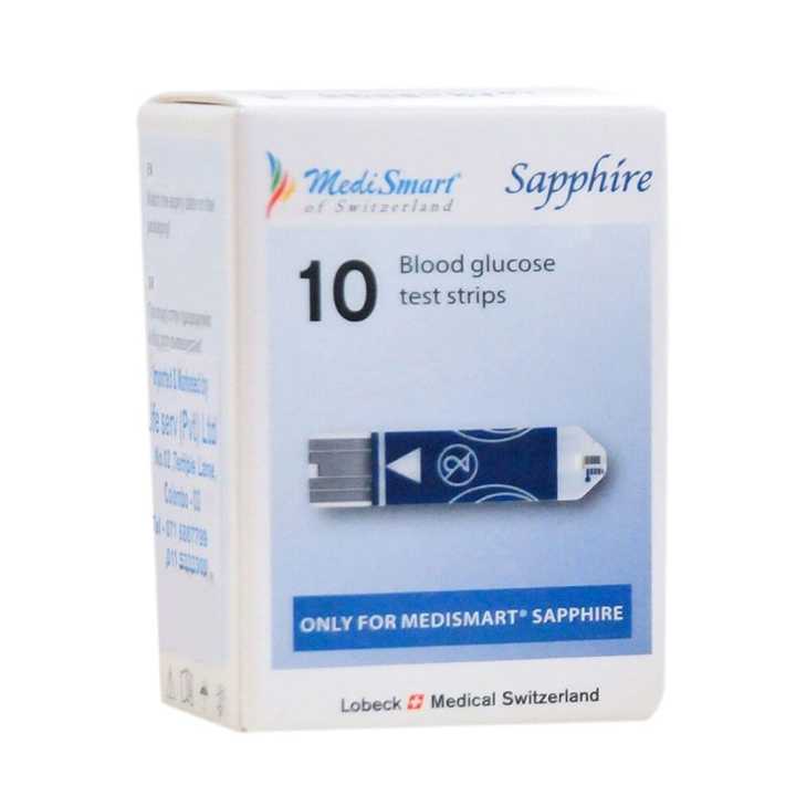 Medismart Sapphire Blood Glucose Test Strips - 10 Strips Pack | Daraz.lk
