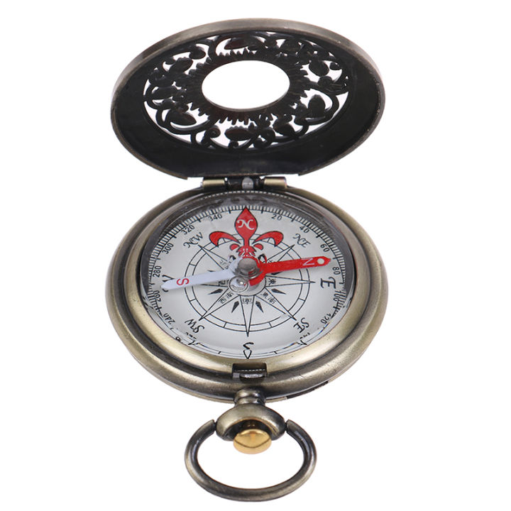 【The Timber Loft】Vintage Bronze Compass Design Pocket Watch Retro Men's ...
