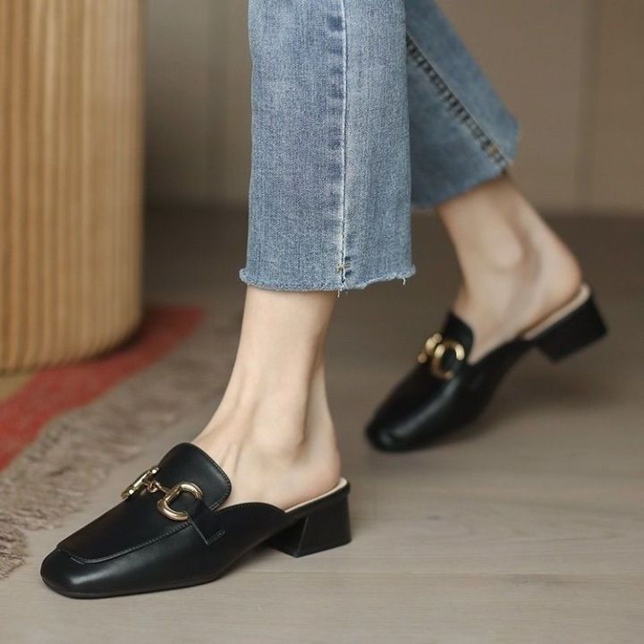 【FOOT SOFA】Toe-Cap Half Slippers For Women Outer Wear 2023 New Lazy ...
