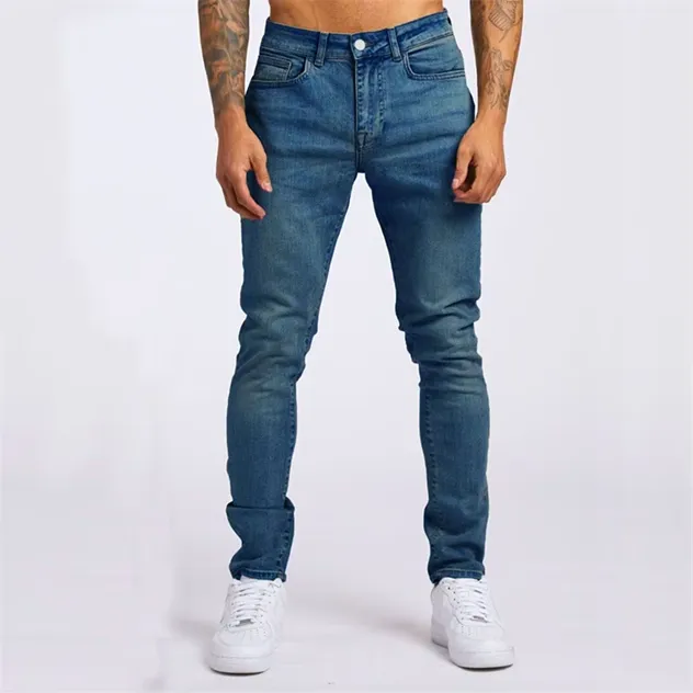 Mid Waist Micro Elastic Denim Jeans Hole Tight Stretch Custom ...