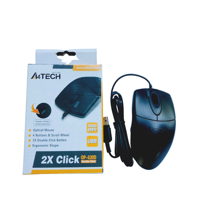 A4Tech Wired Optical Mouse 2X Click OP-620D Double Click Best Selling ...