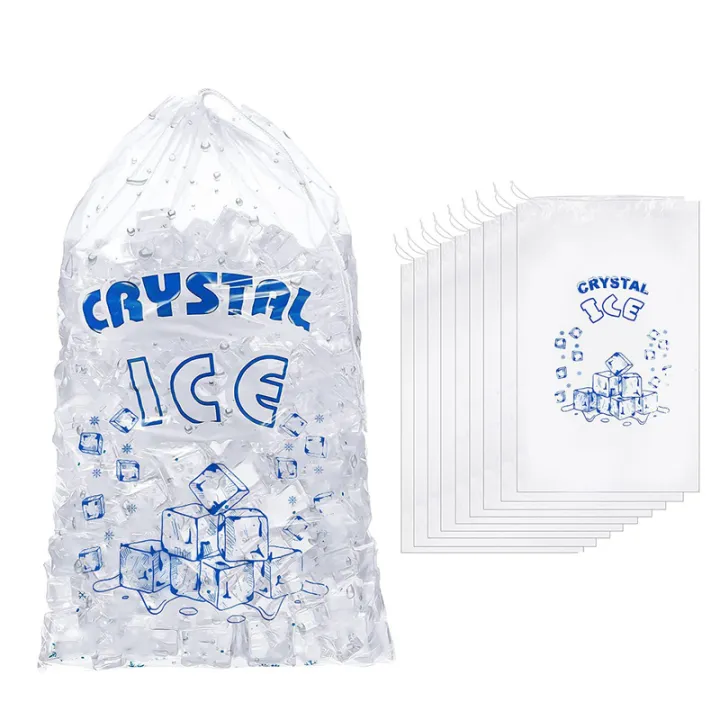 Ice Bags 8 Lb with Drawstring, 100 Count Ice Bags for Ice Machine ...