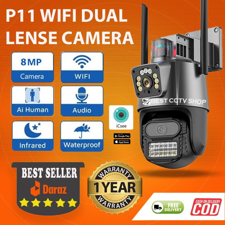 Outdoor Wifi PTZ Camera 4K 8MP HD Dual-Lens Dual Screen Camera AI Auto ...