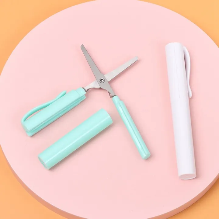 5 Color Kids Paper-Cutting DIY Stationary Folding Scissor Pen Shape ...