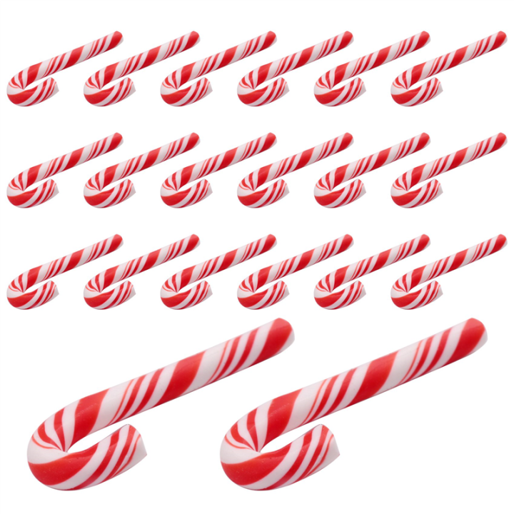 100Pcs Red and White Handmade Christmas Candy Cane Miniature Food ...