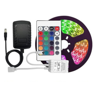 RGB LED Light Strip Set Colorful 5m Led Tape with 24 Keys Ir Remote ...