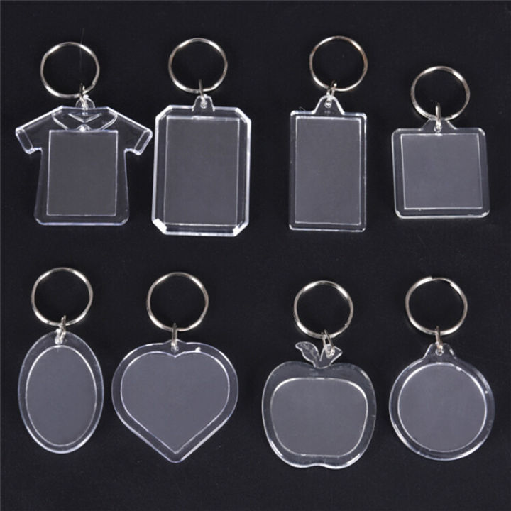 5PCs Transparent Blank Insert Photo Picture Frame Keyring Key Chain DIY ...