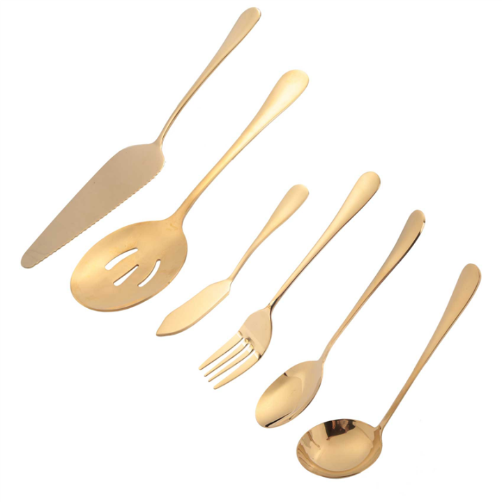 6-Piece Serving Flatware Silverware Set, Serving Utensil Set,Include ...