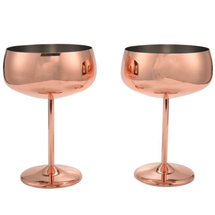 Copper Coupe Champagne Glasses Set of 2 Stainless Steel Vintage Martini ...