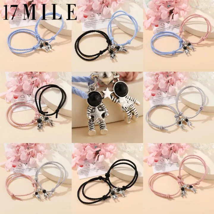 17MILE 2PCS/Set Couple Bracelet Astronaut Star Magnet Ball Matching ...