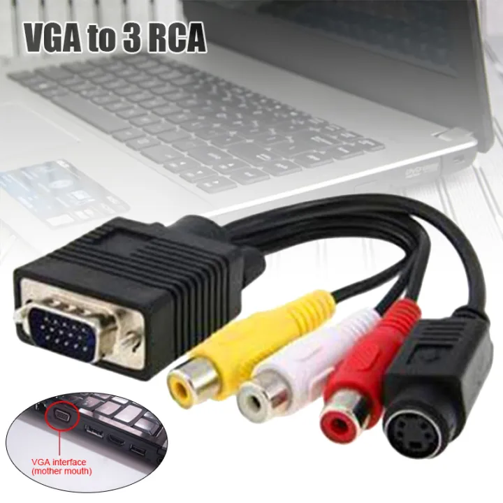 Vga Svga To S-Video 3 Rca Av Tv Out Cable Adapter Converter For Pc ...