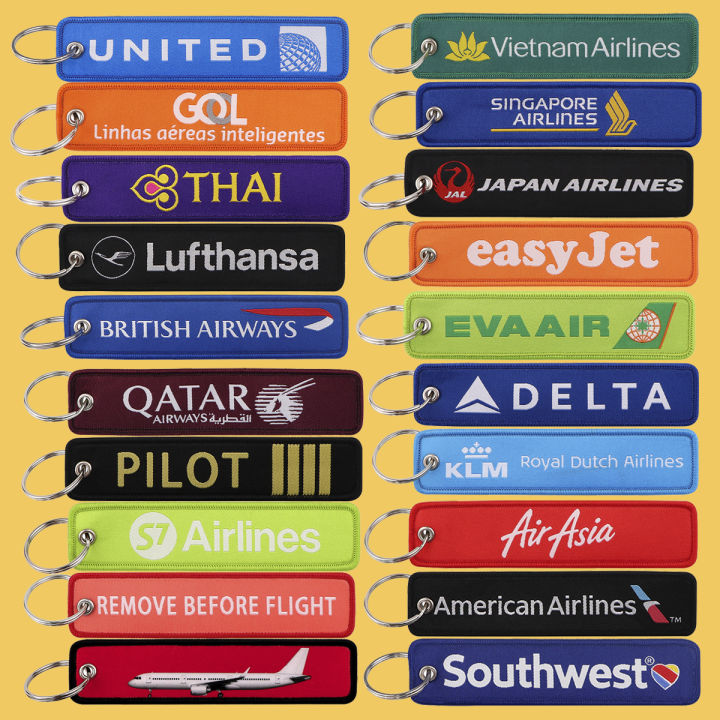 Pilot Keychain Embroidered Key Fobs Flight Key Tags Car Motorcycles ...