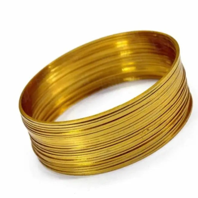 24 Piece Gold plated Classic Round Single plain Bangle 1mm Thin Very ...