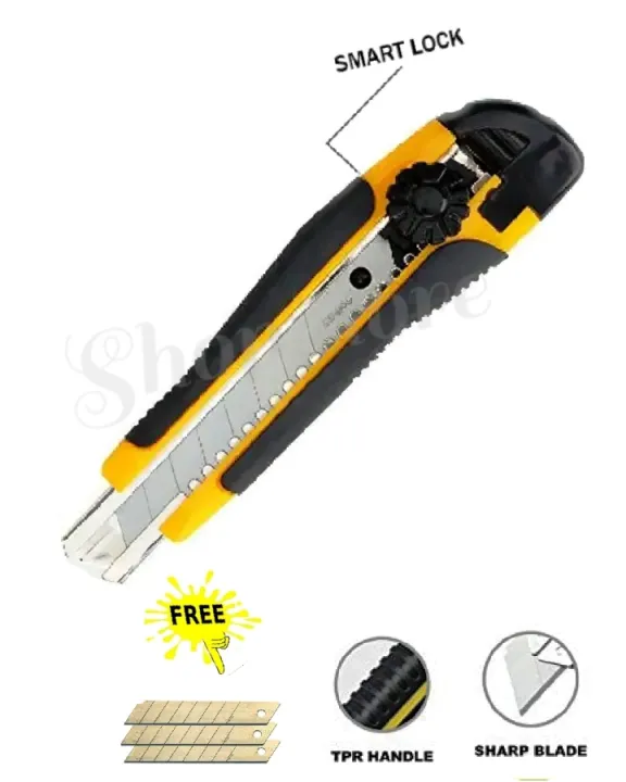 Heavy Duty 18 mm Cutter Knife with 03 Replacement Blades | Daraz.lk