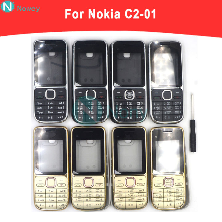 Nowey C2-01 Housing For Nokia C2 C2-01 Mobile Phone Front Back Cover Case English Russian Arabic ...