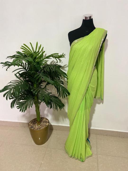 Light Green Saree Lightweight Saree for Summer Party Wear Saree Saree ...