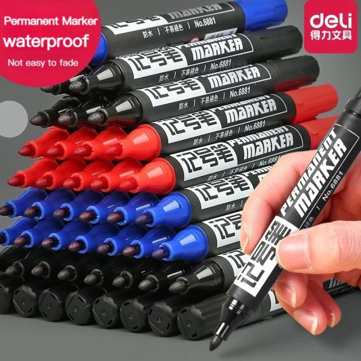 3/6 Pcs/set Deli Permanent Art Markers Pens Waterproof Oil Based Paint ...