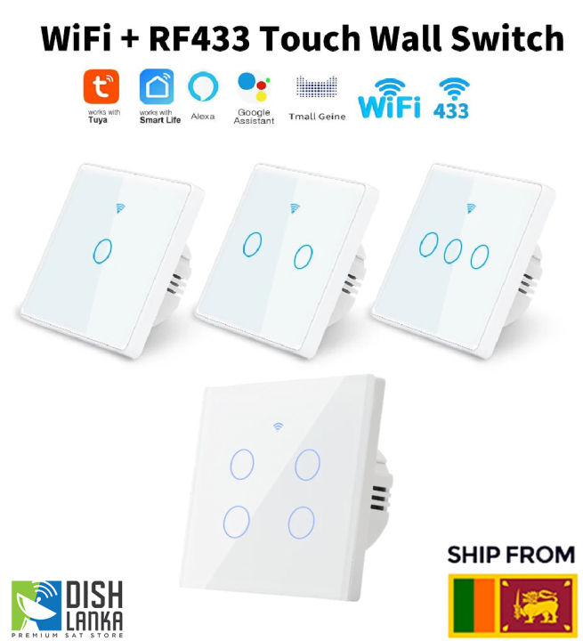 1 2 3 4 gang RF433+WIFI Smart Switch Touch 220V Remote LED Light Tuya ...