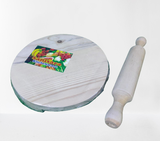 Roti Chapati Maker Wood Rolling Board 23cm And Rolling Pin Set | Daraz.lk