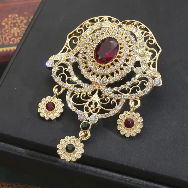 Wedding Jewelry, Dise Kaftan Pin, Crystal Brooch, Gold Morocco, Women's ...