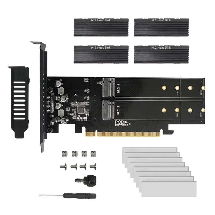 CGearuppt PCIe To M2 Adapter Card, PCIE X16 4 Port M2 NVME M Key SSD ...