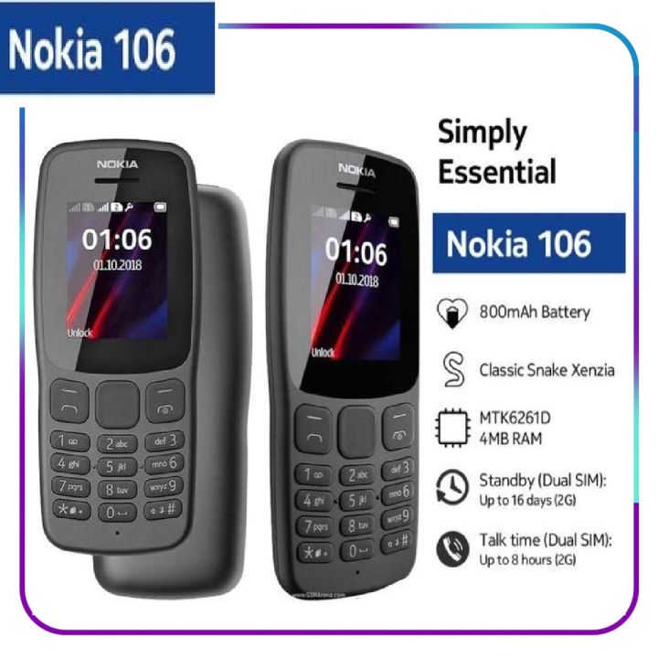 Nokia 106 Dual Sim ( With Warranty Feature Push button Phone, 1.77 ...