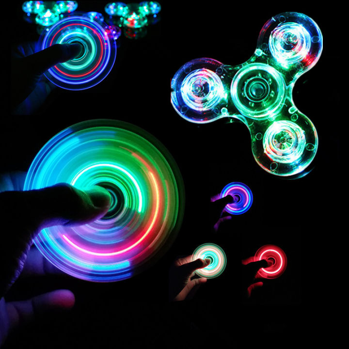 Luminous LED light Fidget Spinner Hand Top Spinners Glow in Dark Light ...