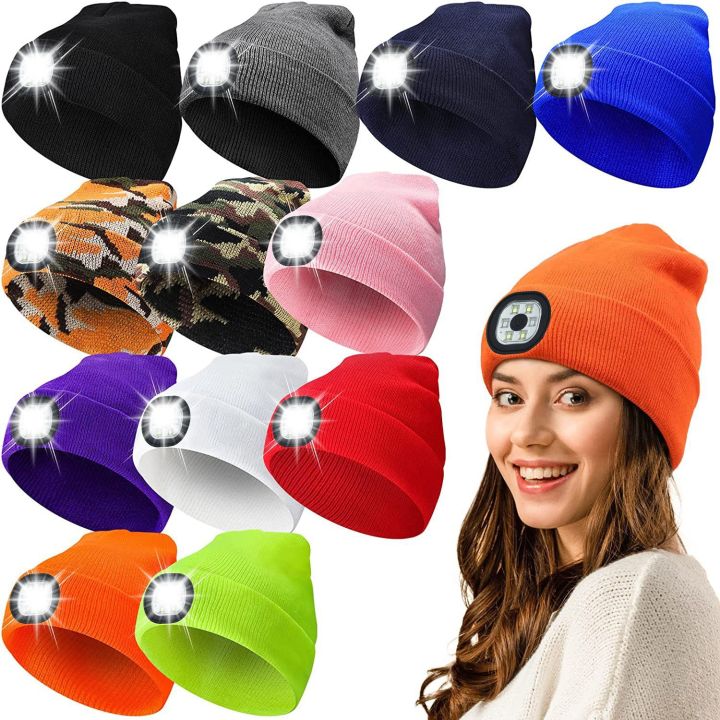 Creative 6 LED Beanie Hats, Uni Winter Warm Hat for Night Riding ...