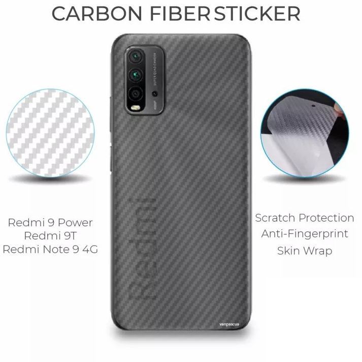3D Carbon Fiber Back Sticker For Xiaomi Redmi 9T / Redmi Note 10 ...