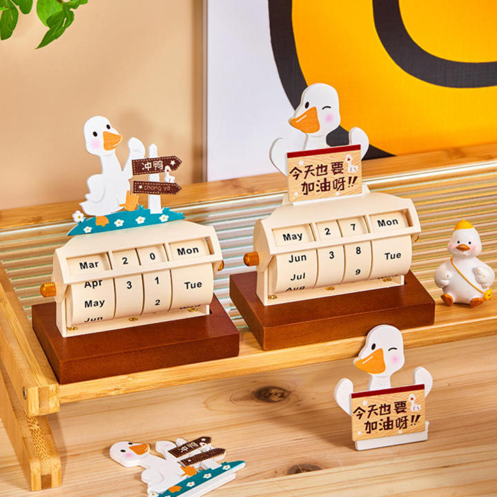 Rotary Calendar Perpetual Calendar Wooden Wheeling Calendar Month Week ...