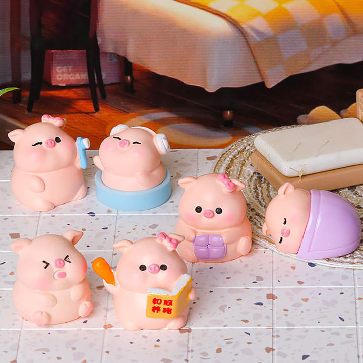 Mini Cute Pig Figurine Animal Model Moss Micro Landscape Home Decor ...