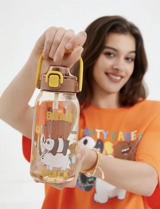 We Bare Bears Cartoon Alphabet Pattern Flip Cap Handle Cold Water ...