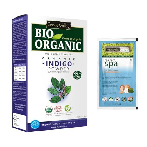 INDUS VALLEY BIO Organic Indigo Powder (Indigofera Tinctoria) with ...