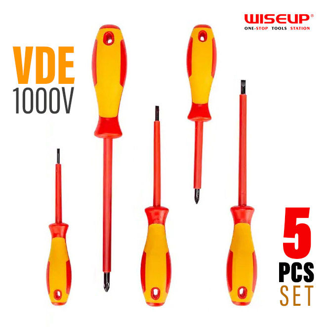 Electrician Screwdriver Set of 5Pcs set Insulated Screw Driver VDE 1000V Wiseup Brand 090207 ...