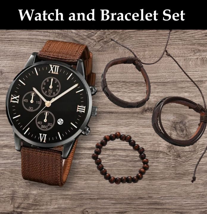 Men's Bracelet Watch Set - 4 Piece Quartz Timepieces for Elegant ...