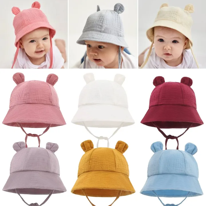 Soft Cotton Baby Sun Hat With Ears Cute Bunny Newborn Boys Girls Bucket ...
