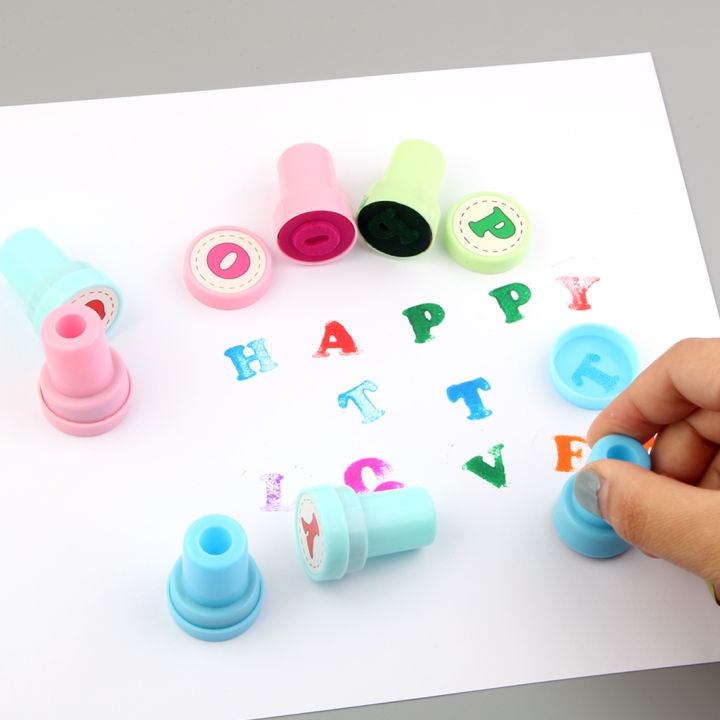 26 Pcs Alphabets Letters Round Stamp Seal Children Gifts Toys Self ...