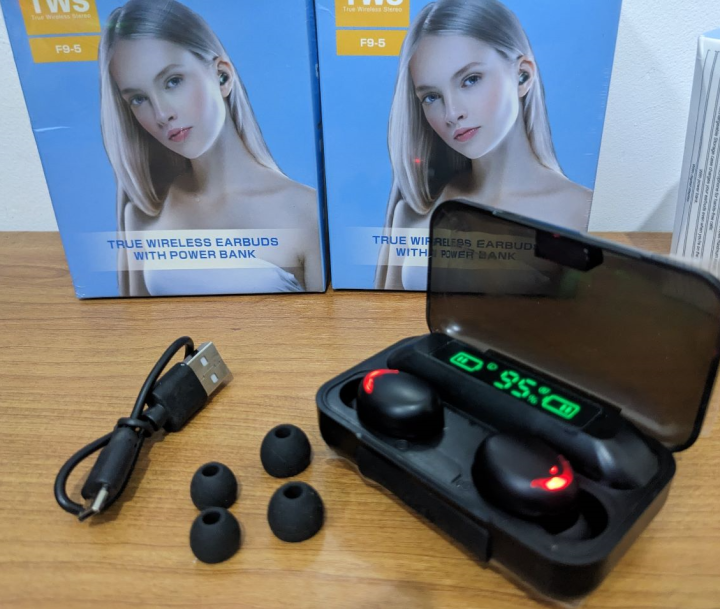 F9 - 5 TWS Bluetooth 5.0 Earphones F9 Wireless Headphones 9D Hifi ...